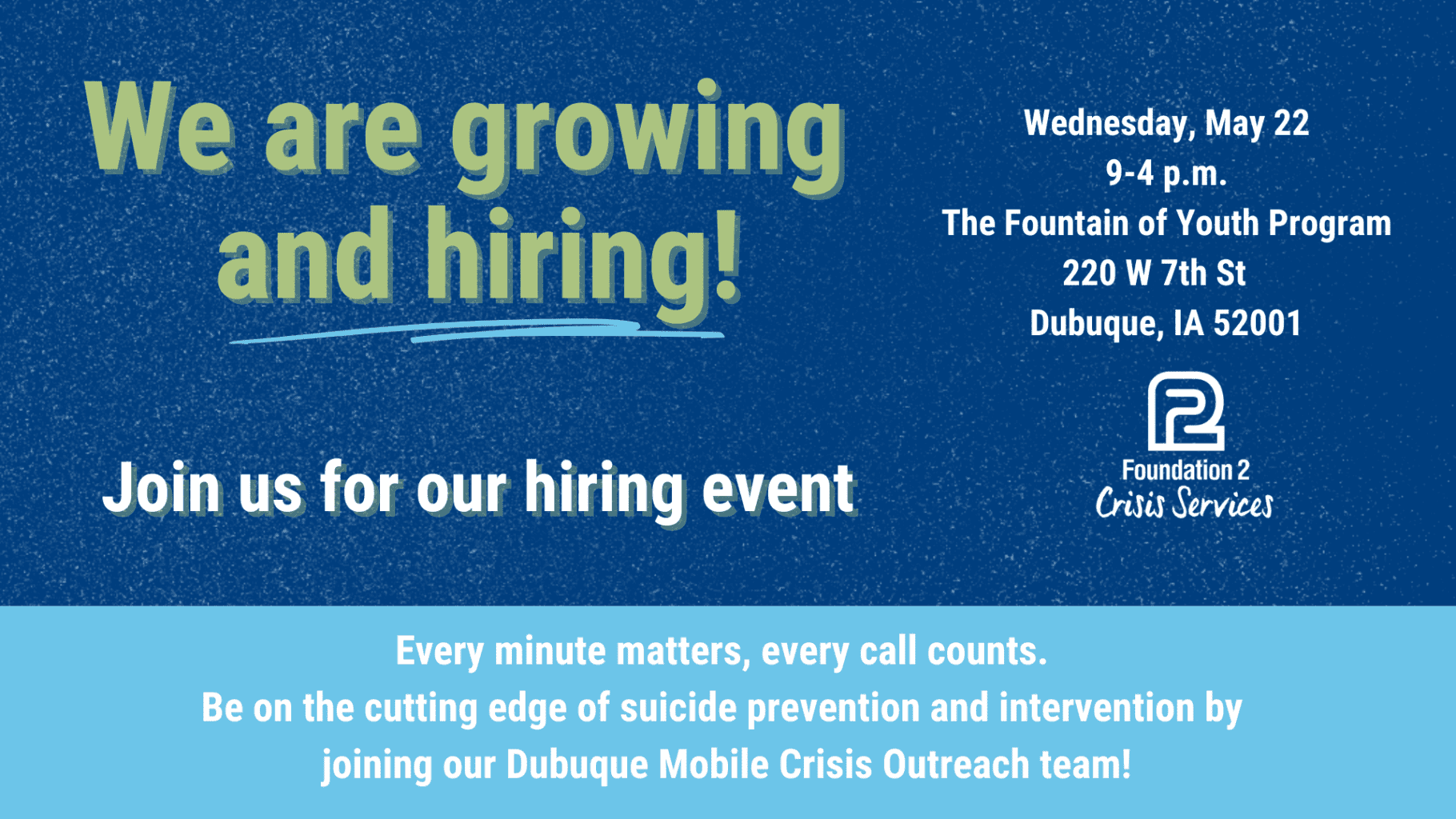 Mobile Crisis Outreach Hiring Event | Foundation 2 Crisis Center